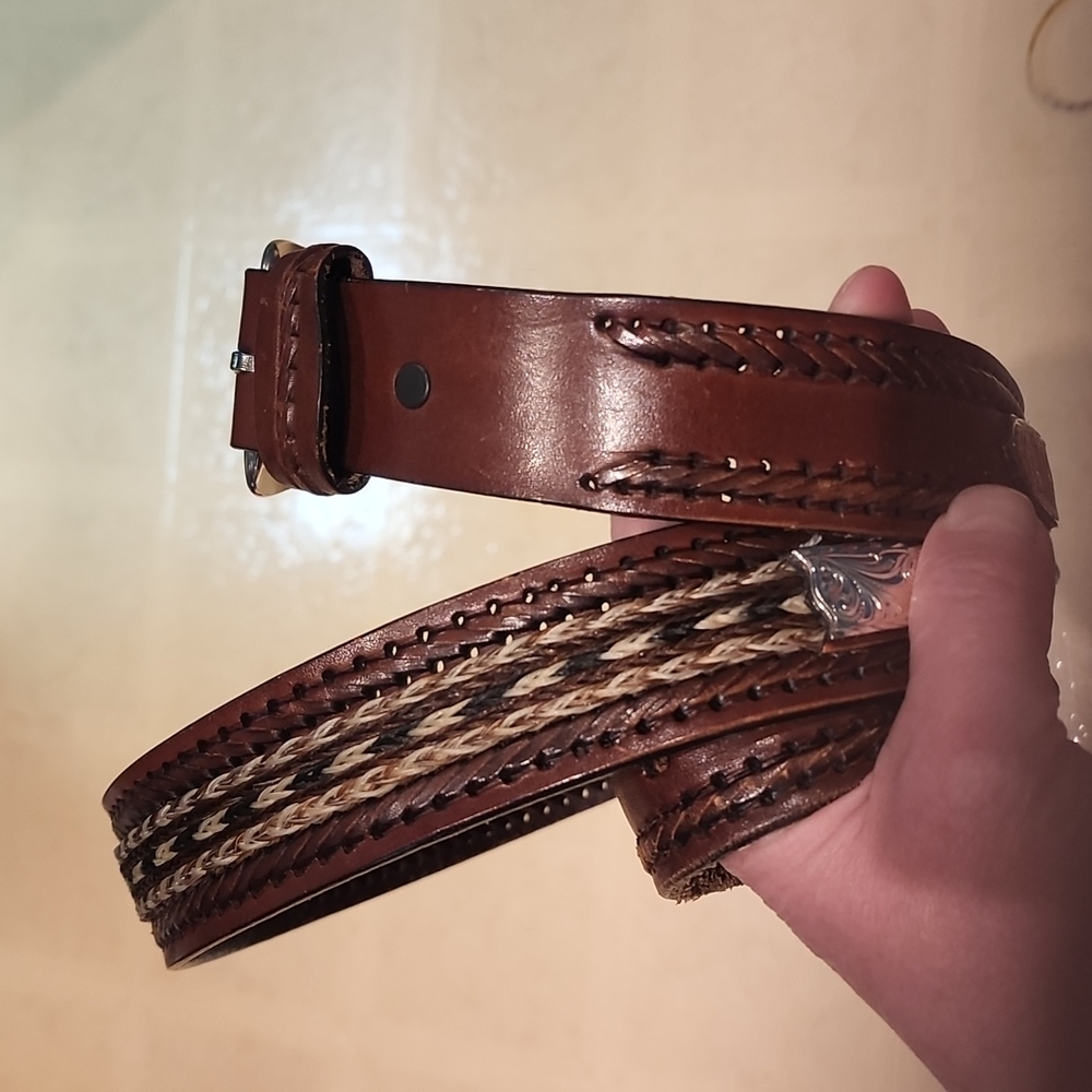 Amazing Western Belt W/ Braided Horse Hair & Silver A… - Gem